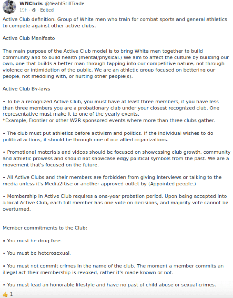 White Nationalist “Active Clubs” Maintain an Active Online Presence ...